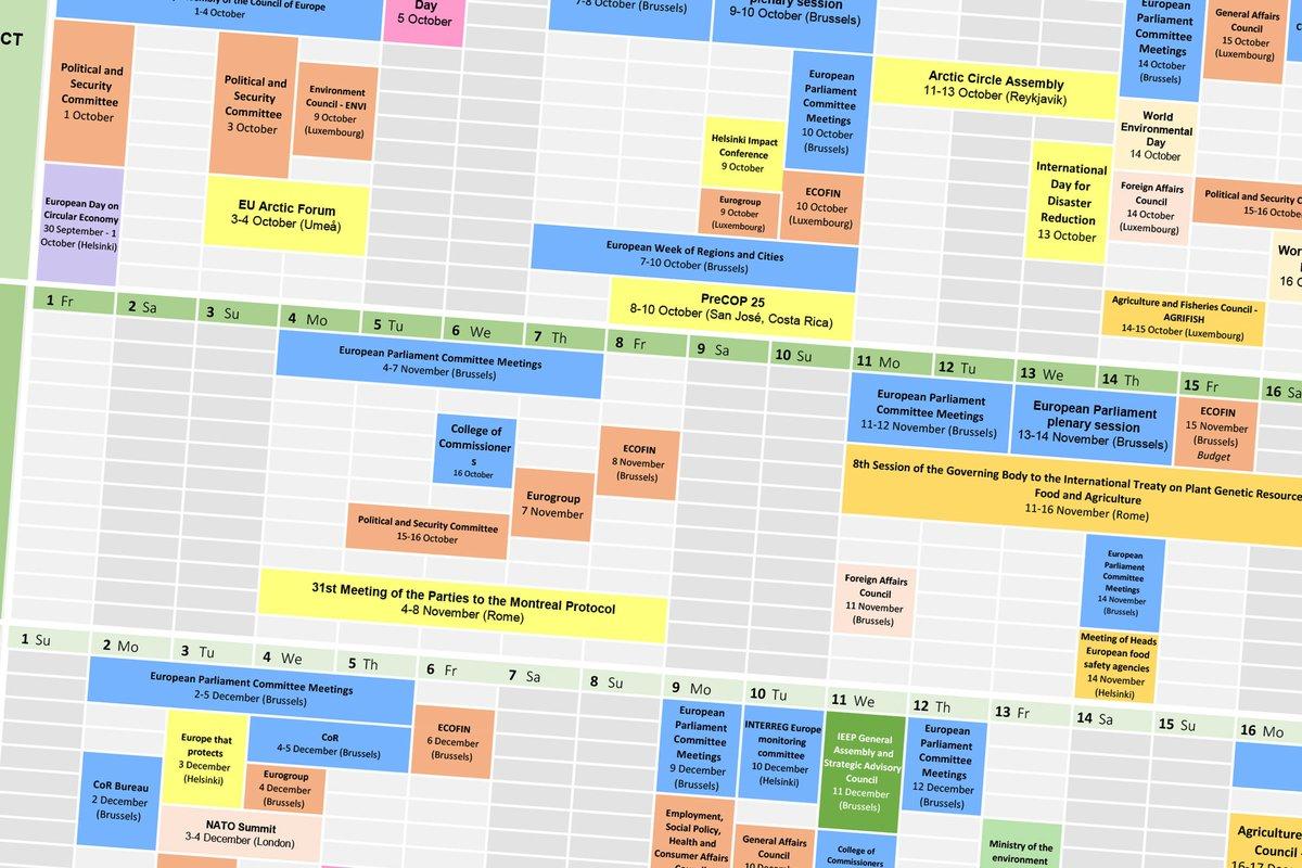 Environment at a glance: Policy calendar from September to December ...